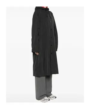A.p.c. Long-sleeved Hooded Coat With Rear Logo Print