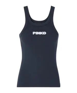 Pinko 3d Logo Ribbed Vest Top