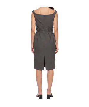 Magda Butrym Sculptural Wool-silk Blend Dress With Floral Waist Detail - Grey
