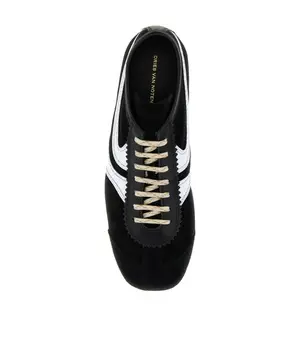 Dries Van Noten Suede And Leather Panel Sneakers - Black