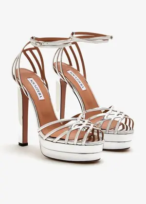 AQUAZZURA 130mm Platform-sole Caged Leather Sandals