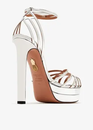 AQUAZZURA 130mm Platform-sole Caged Leather Sandals