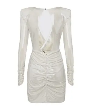 Philipp Plein Skull Embellished V-neck Draped Mini Dress