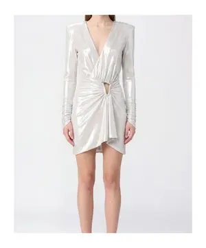 Philipp Plein Skull Embellished V-neck Draped Mini Dress