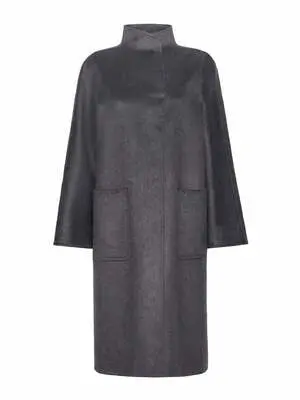 Max Mara Collared Long-sleeved Coat - Dark Gray