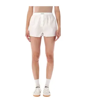 SPORTY  RICH Sporty Rich Signature Poplin Boxer Shorts - White