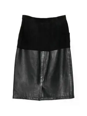Saint Laurent 1980s Panelled Leather Midi Skirt