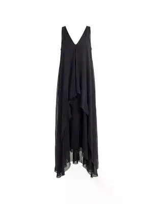 IRINA SCHROTTER Lyko Layered Asymmetric Maxi Dress - Black