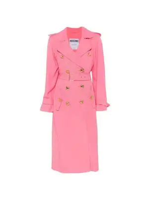 Moschino 2000s Heart-button Belted Overcoat