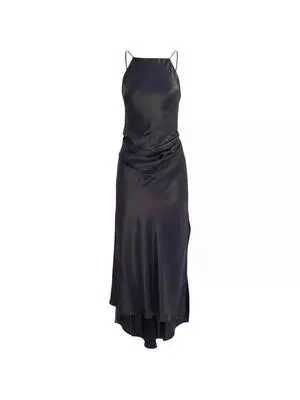IRINA SCHROTTER Leyla Backless Asymmetric Midi Dress - Black