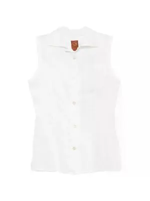 ROMEO GIGLI 2000s Sleeveless Embroidered Shirt