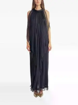 IRINA SCHROTTER Farah Pleated Silk Maxi Dress