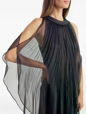 IRINA SCHROTTER Farah Pleated Silk Maxi Dress
