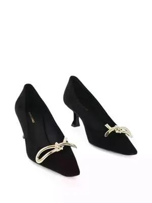 FERRAGAMO Annie Heeled Pumps In Suede With Logo-engraved Hardware