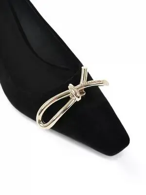 FERRAGAMO Annie Heeled Pumps In Suede With Logo-engraved Hardware