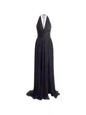 IRINA SCHROTTER Vanessa Pleated Halterneck Gown - Black