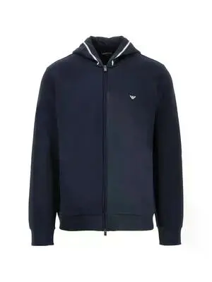 EA7 Logo-embroidered Zip-up Hoodie - Blue