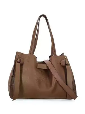 VISONA` Large Vittoria Leather Knotted Tote Bag - Brown