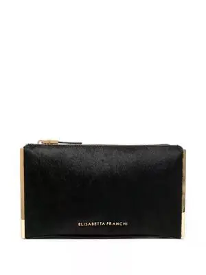 Elisabetta Franchi Hair And Leather Clutch Bag - Black