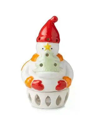 GINORI 1735 Snowman-motif Porcelain Candle Holder - White