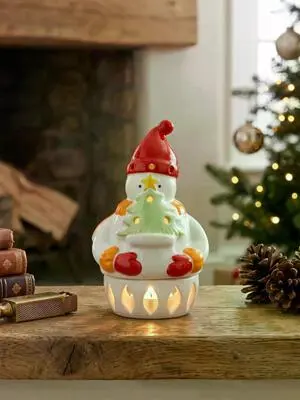 GINORI 1735 Snowman-motif Porcelain Candle Holder