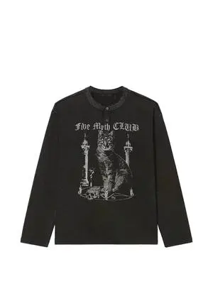 FIVE CM Graphic-print Waffle-knit T-shirt - Black