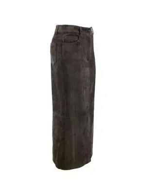 D.exterior Corduroy Front-slit Midi Skirt