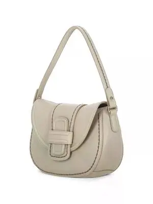 VISONA` Contrast-stitch Pebbled Shoulder Bag