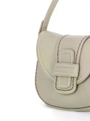 VISONA` Contrast-stitch Pebbled Shoulder Bag