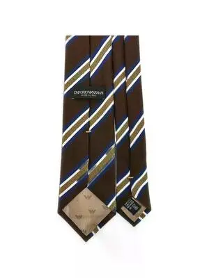 Emporio Armani Striped Silk Tie - Brown