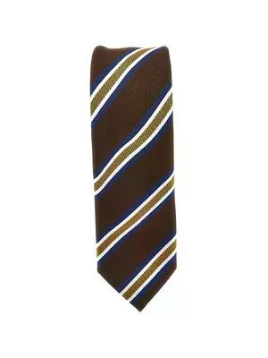 Emporio Armani Striped Silk Neck Tie - Brown