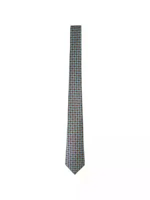 Kiton Geometric-print Silk Tie - Blue