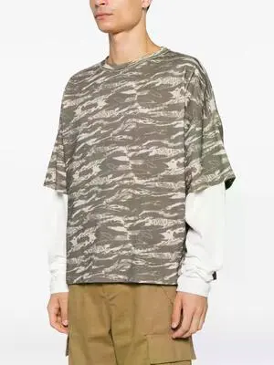 Rhude Camouflage-print Layered-sleeve T-shirt - Green