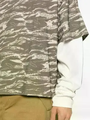 Rhude Camouflage-print Layered-sleeve T-shirt - Green