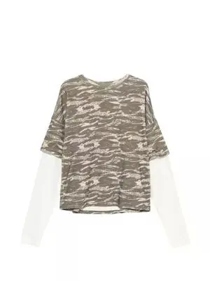 Rhude Camouflage-print Layered-sleeve T-shirt - Green
