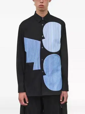 Comme Des Garçons Patchwork Striped-print Shirt - Black