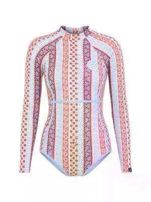 Rip Curl Coastal Instinct Graphic-print Long-sleeve Swimsuit - Red