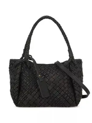 VISONA` Visona Woven Leather Shoulder Bag - Black