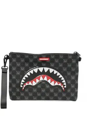 SPRAYGROUND Shark Mouth Checkered Clutch Bag - Black