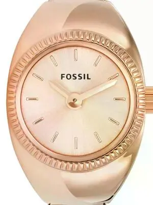 Fossil Watch Ring With Rose-gold Tone Dial - Pink