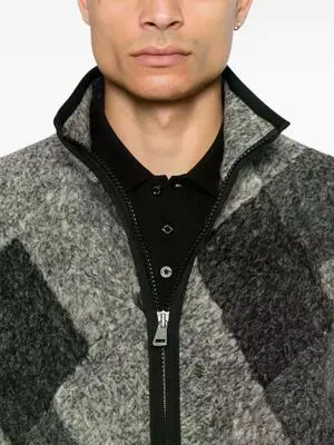 Moncler Argyle Check Zip-up Jacket - Grey