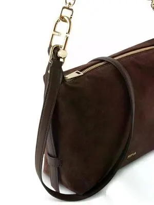 Furla Tonie Suede Shoulder Bag With Detachable Top Handle - Brown