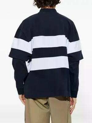 DARKPARK Zack Striped Layered-sleeve Polo Shirt - Blue