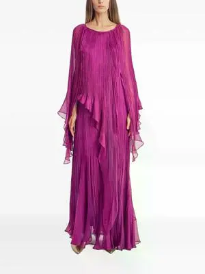 IRINA SCHROTTER Alexia Plissé Ruffled Maxi Dress - Pink