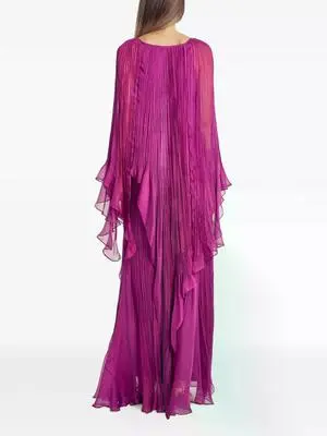 IRINA SCHROTTER Alexia Plissé Ruffled Maxi Dress - Pink