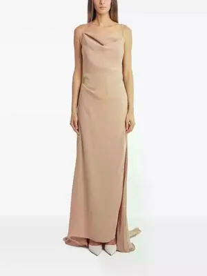 IRINA SCHROTTER Xidonia Ruffled Cowl-neck Maxi Dress - Neutrals