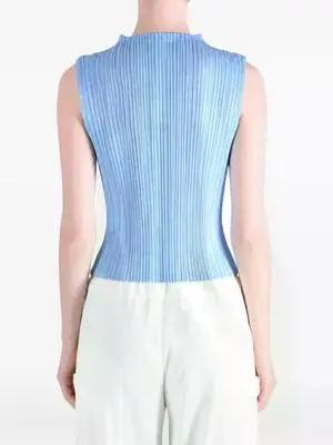 Issey Miyake Sleeveless High Neck Top - Blue