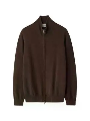 Soft Goat Zip-up Cashmere Sweater - Brown