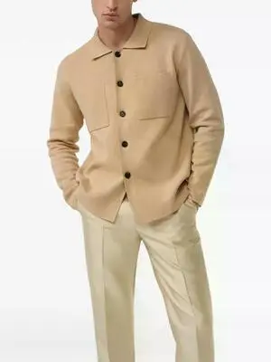 DOMAINE DES ARTISTES Knitted Patch-pocket Shirt Jacket - Neutrals