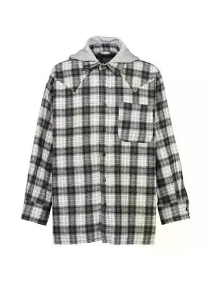 JUN/NAKAYAMA Check-pattern Hooded Shirt - Black